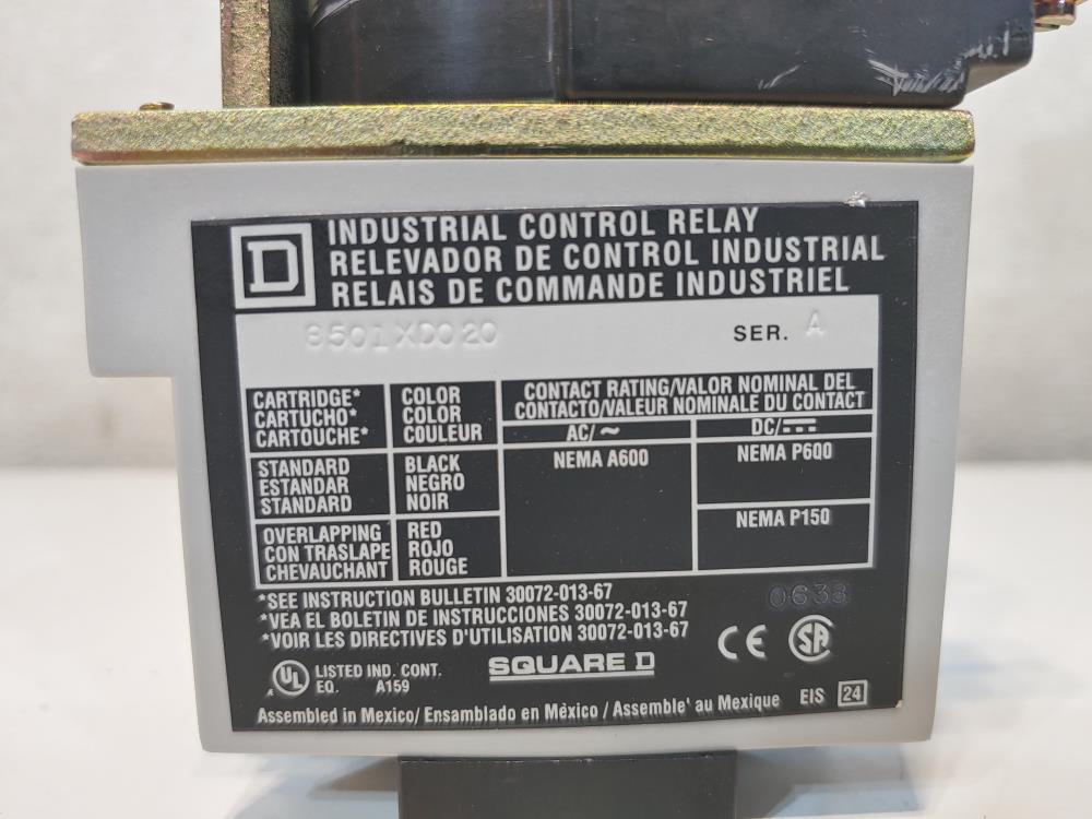 Square D DC Control Relay Series A Type X Model#: 8501XD020V62