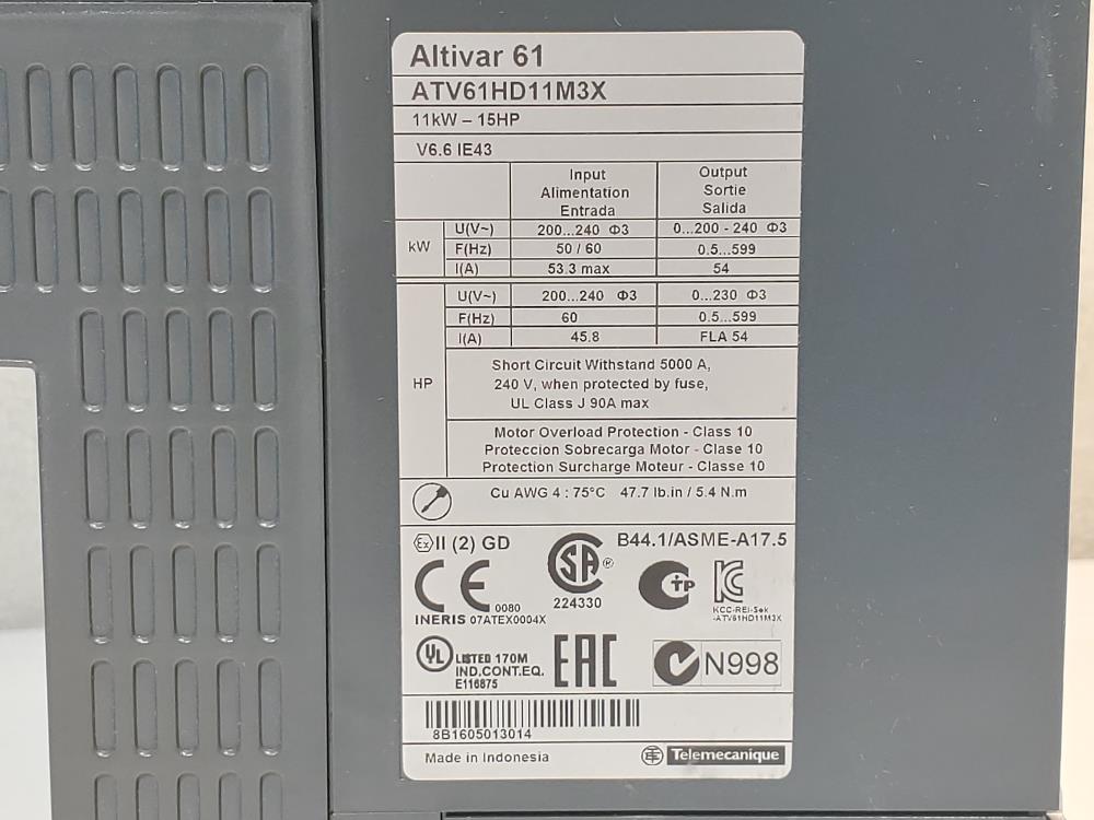 Schneider Altivar 61 Variable Speed Drive ATV61HD11M3X