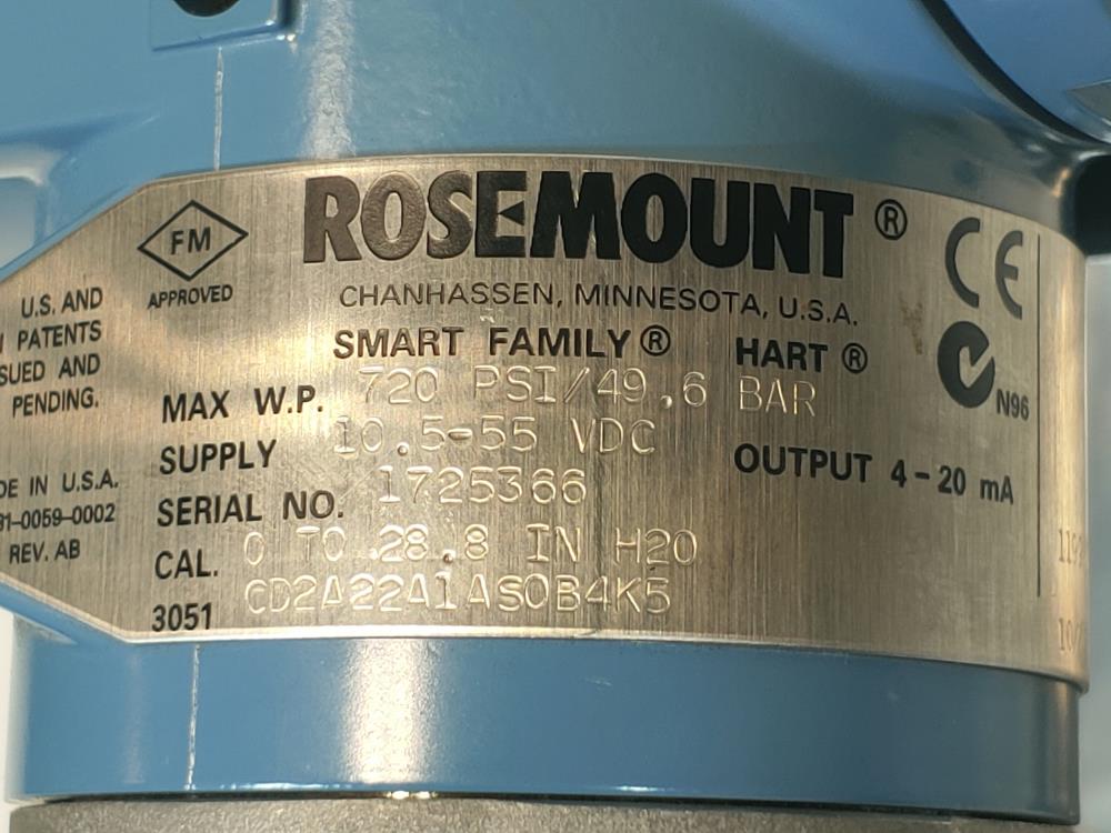 Rosemount 3051 Smart Hart Family Pressure Transmitter 3051CD2A22A1ASOB4K5