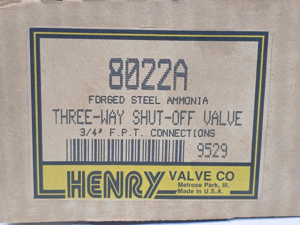 Henry 8022A 3-Way Dual Shut-off Valve 3/4" FPT x FPT x FPT
