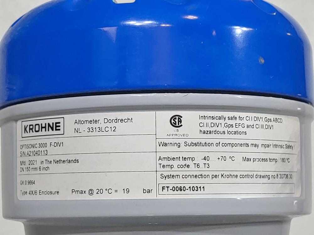 Krohne Altometer 6" Optisonic 3000 F-DIV1