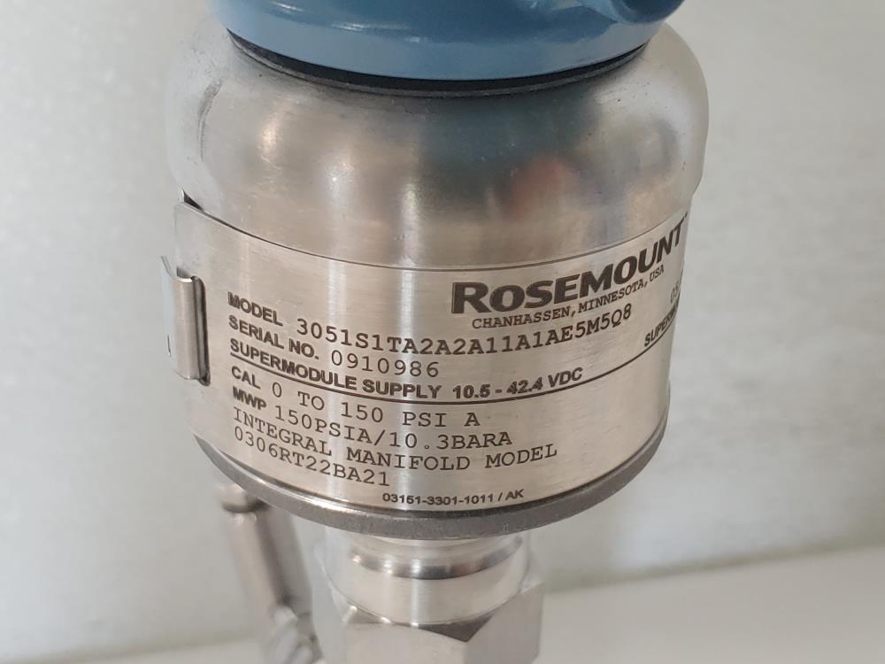 Rosemount 3051S Inline Pressure Transmitter 3051S1TA2A2A11A1AE5M5Q8