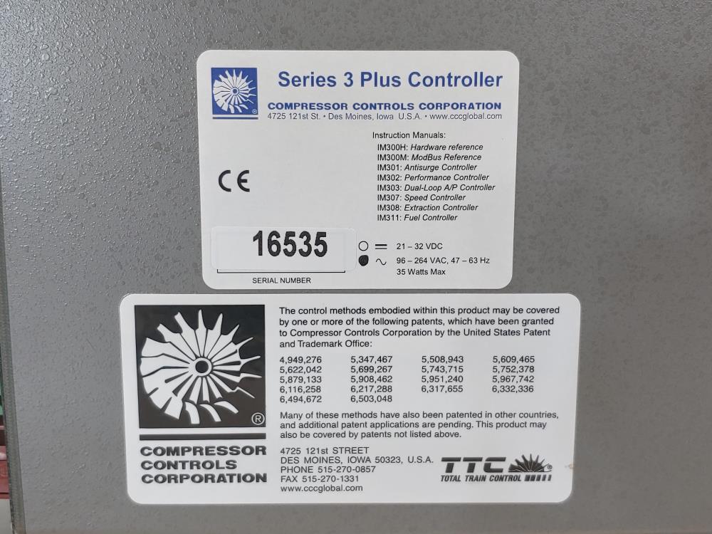 Compressor Controls Corp Series 3 Plus DEV Antisurge Controller