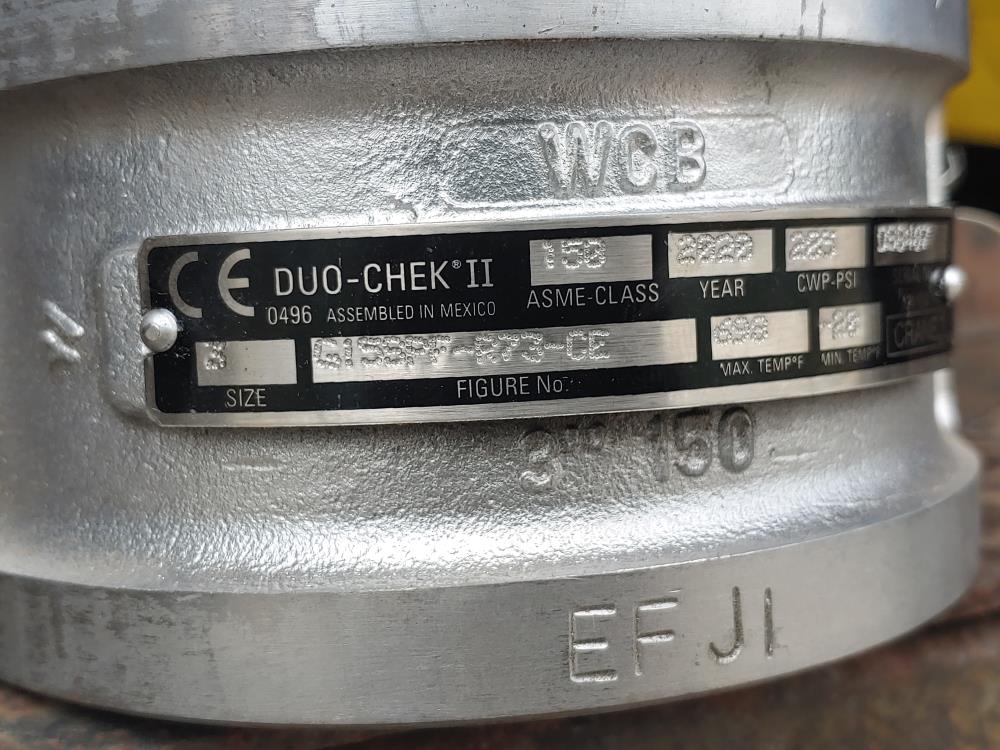 John Crane 3" Duo-Chek II Check Valve G15SPF-R73-CE