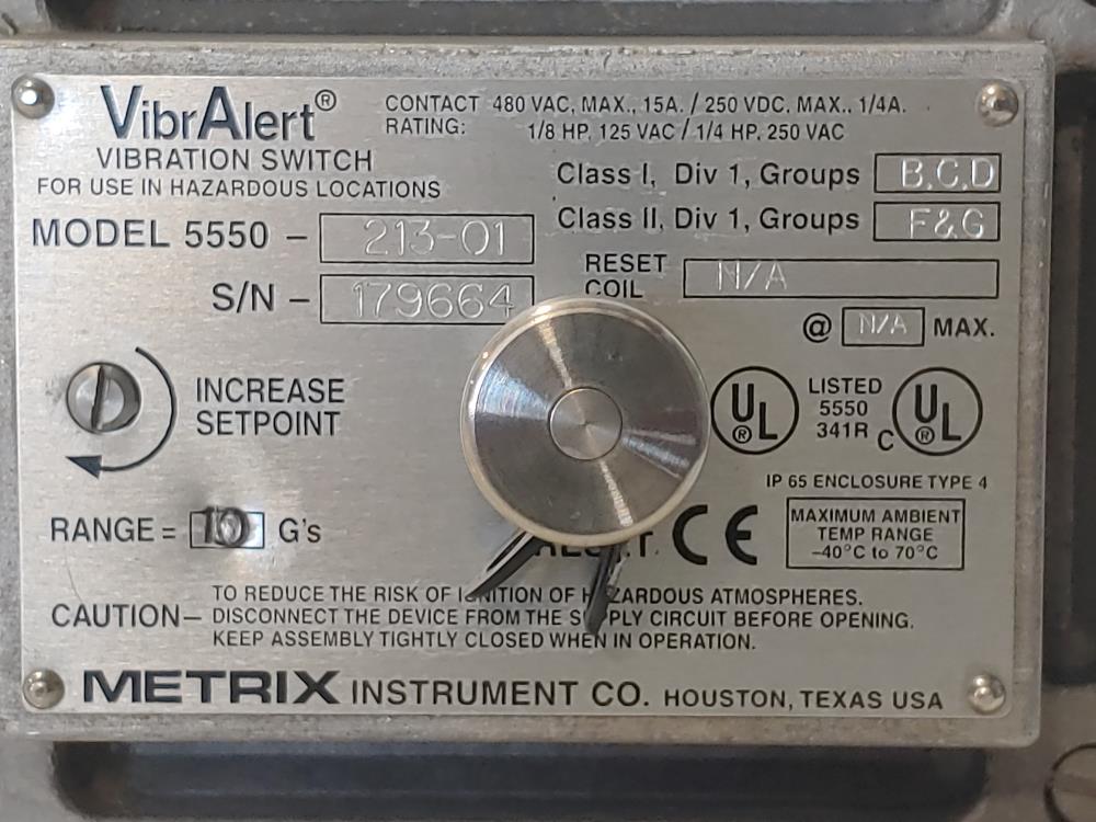 Metrix Vibr Alert Mechanical Vibration Switches Model# 5550-213-01