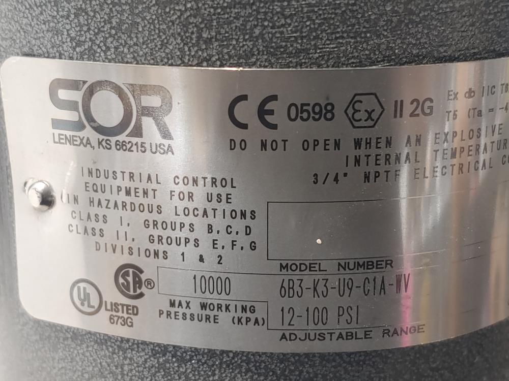 SOR Pressure Switch 6B3-K3-U9-C1A-WV