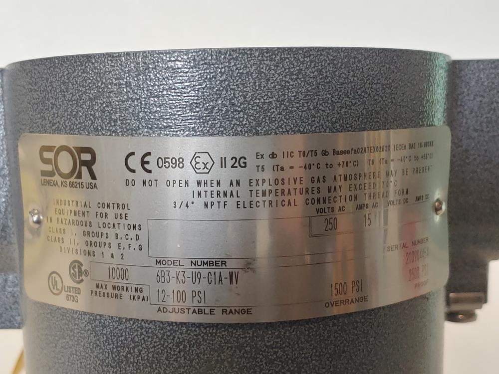 SOR Pressure Switch 6B3-K3-U9-C1A-WV