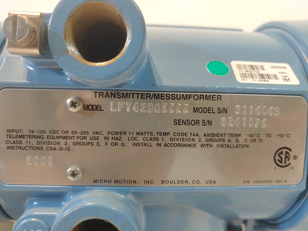 Micro Motion transmitter LFT428AEZZZ w/ Low Flow Coriolis Flow and ...
