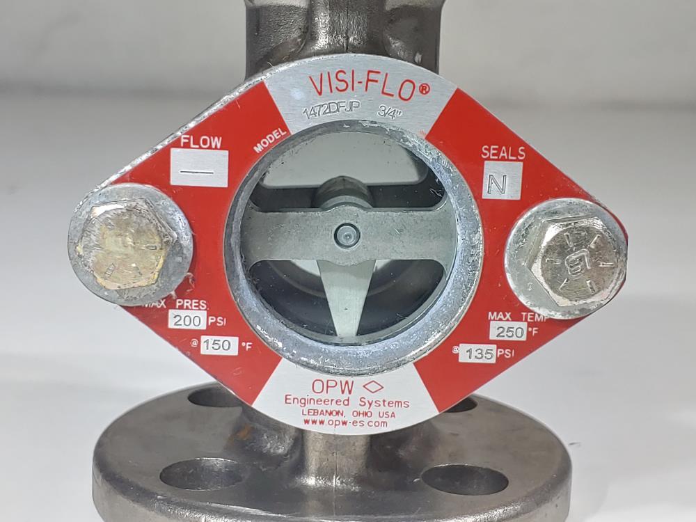 OPW Visi-Flo 3/4" Flanged CF8M Sight Flow Indicator with Flapper