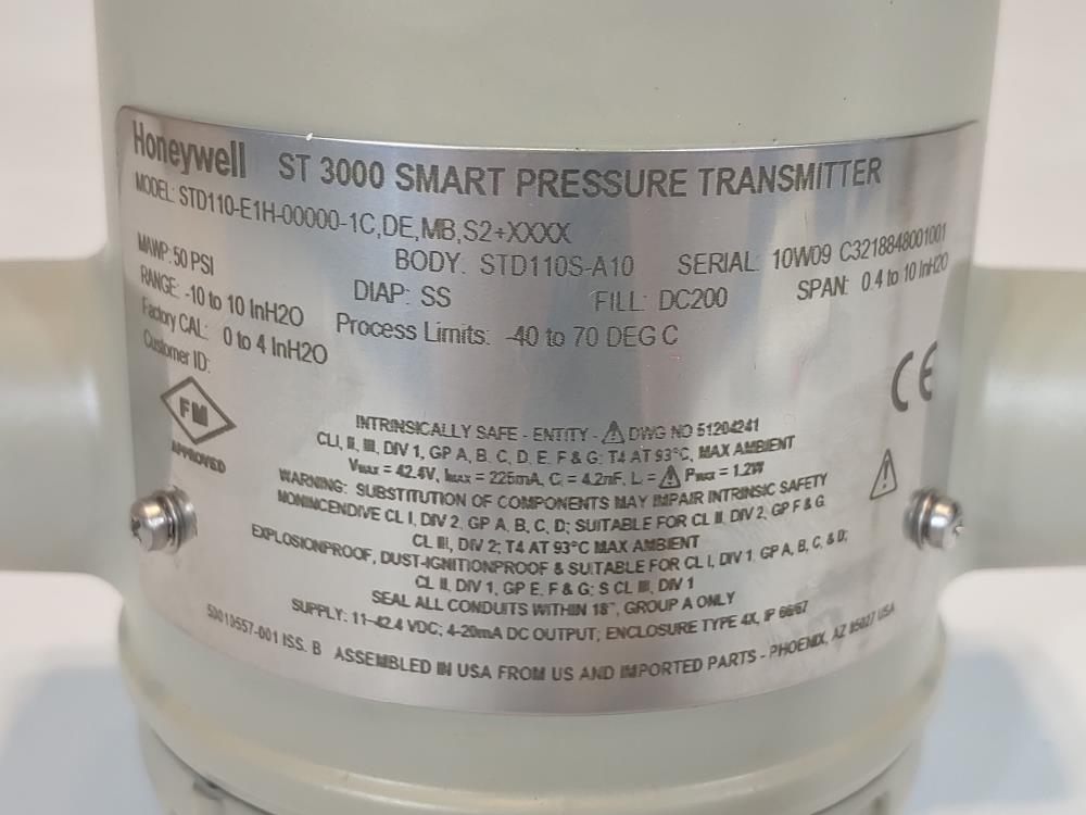 Honeywell ST3000 Smart Pressure Transmitter STD110-E1H-00000