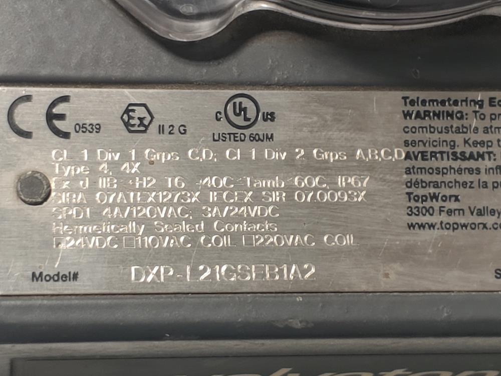 TopWorx DXP Valve Controller Limit Switch DXP-L21GSEB1A2