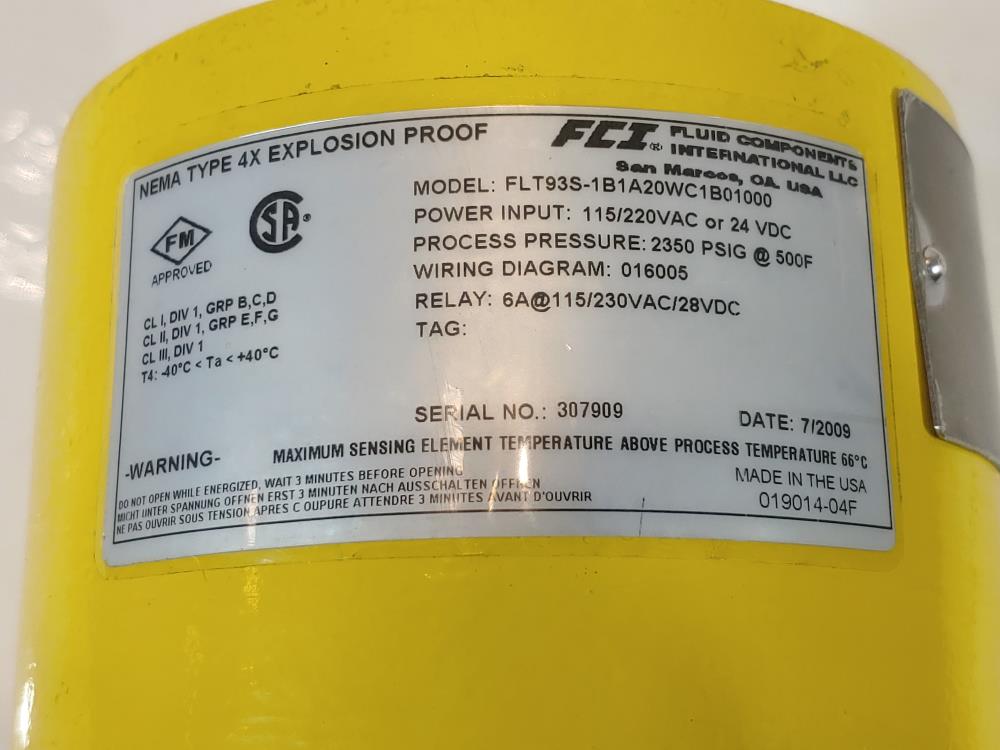 FCI FLT93S Level Switch Model#: FLT93S-1B1A20WC1B01000