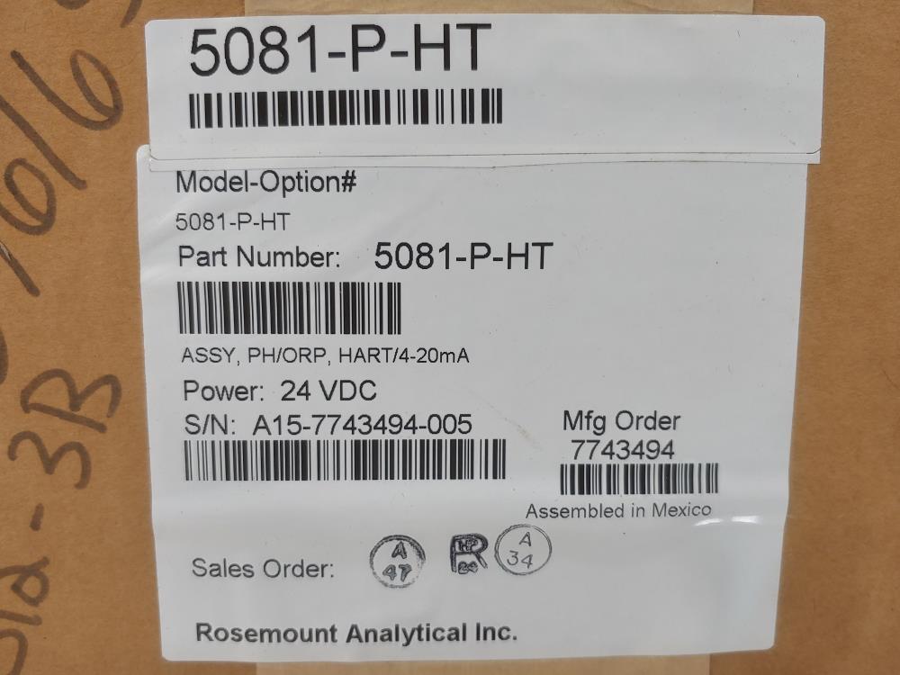 Rosemount PH/ORP, HART/4-20mA Transmitter 5081-P-HT-67