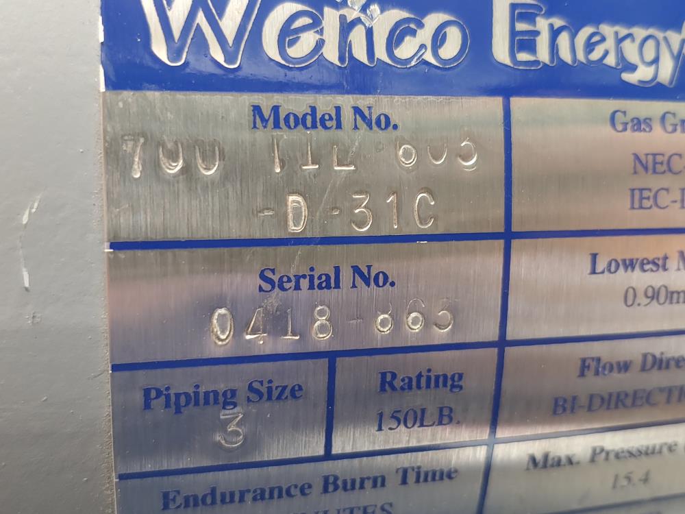 Wenco 3" NPT 159# Flame Arrestor / Arrester 700-TIL-603-D-31C