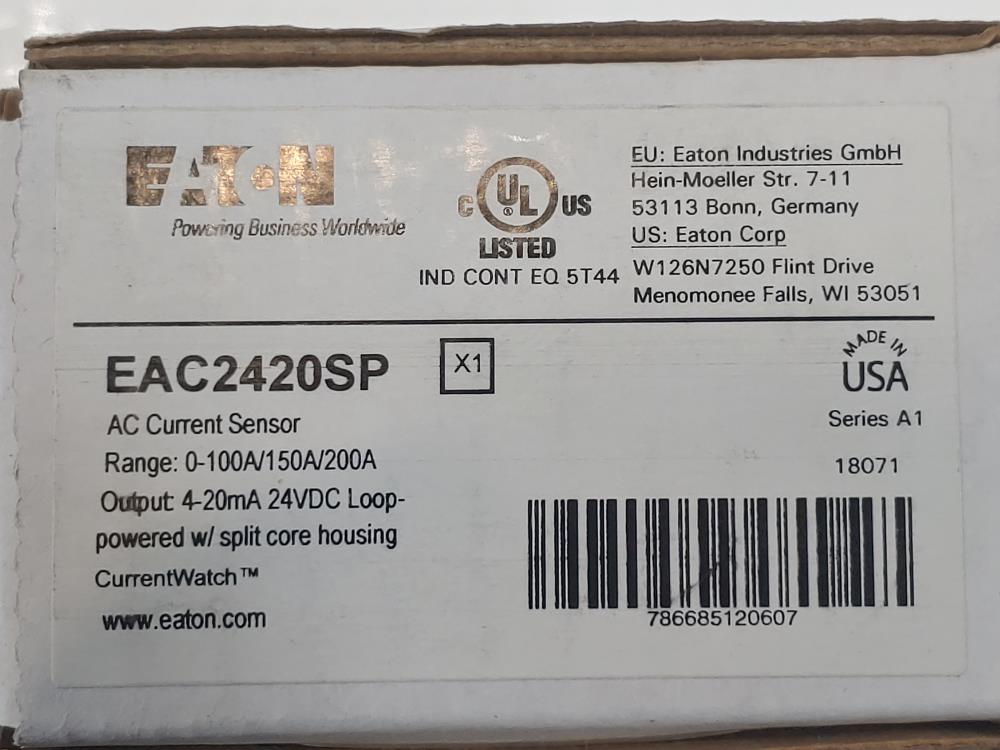 Eaton EAC2420SP Split Core Top Terminal Current Sensor