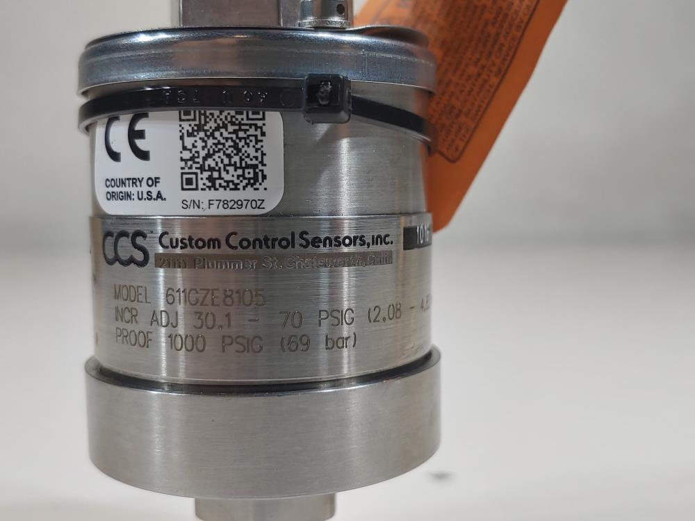 Custom Control Sensors Pressure Switch Model 611GZE8105