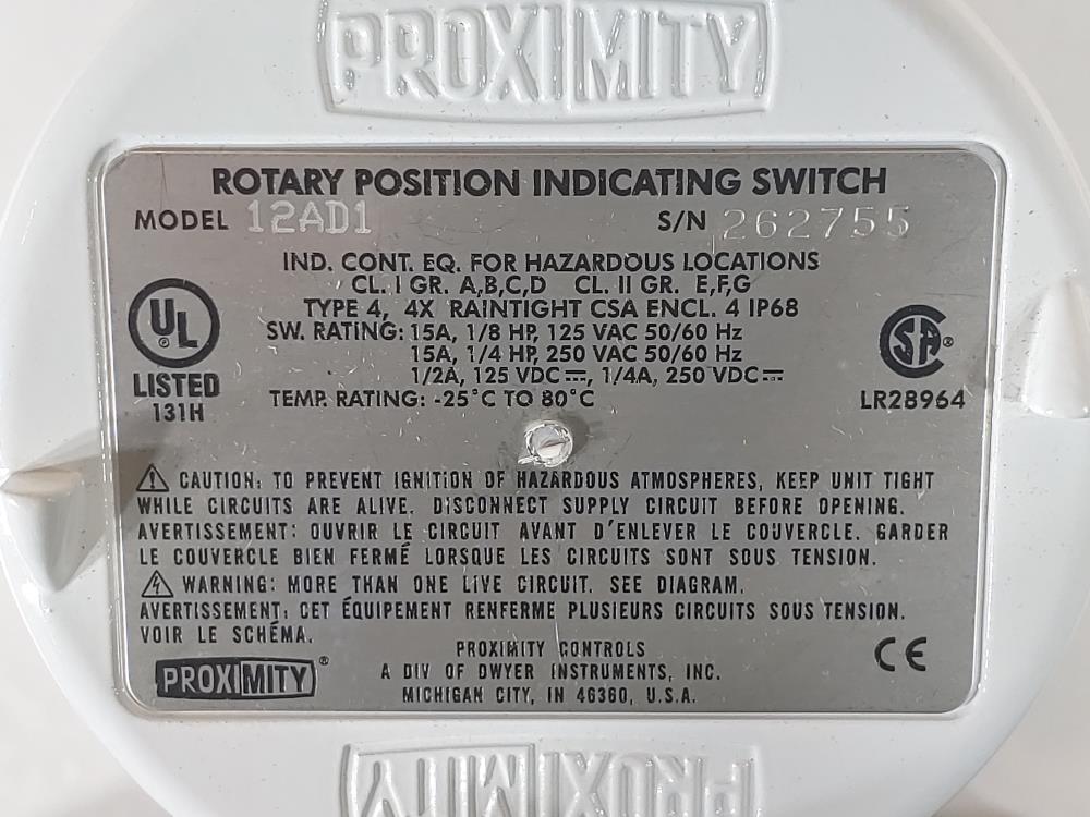 Proximity Controls Rotary Position Indicating Switch 12AD1