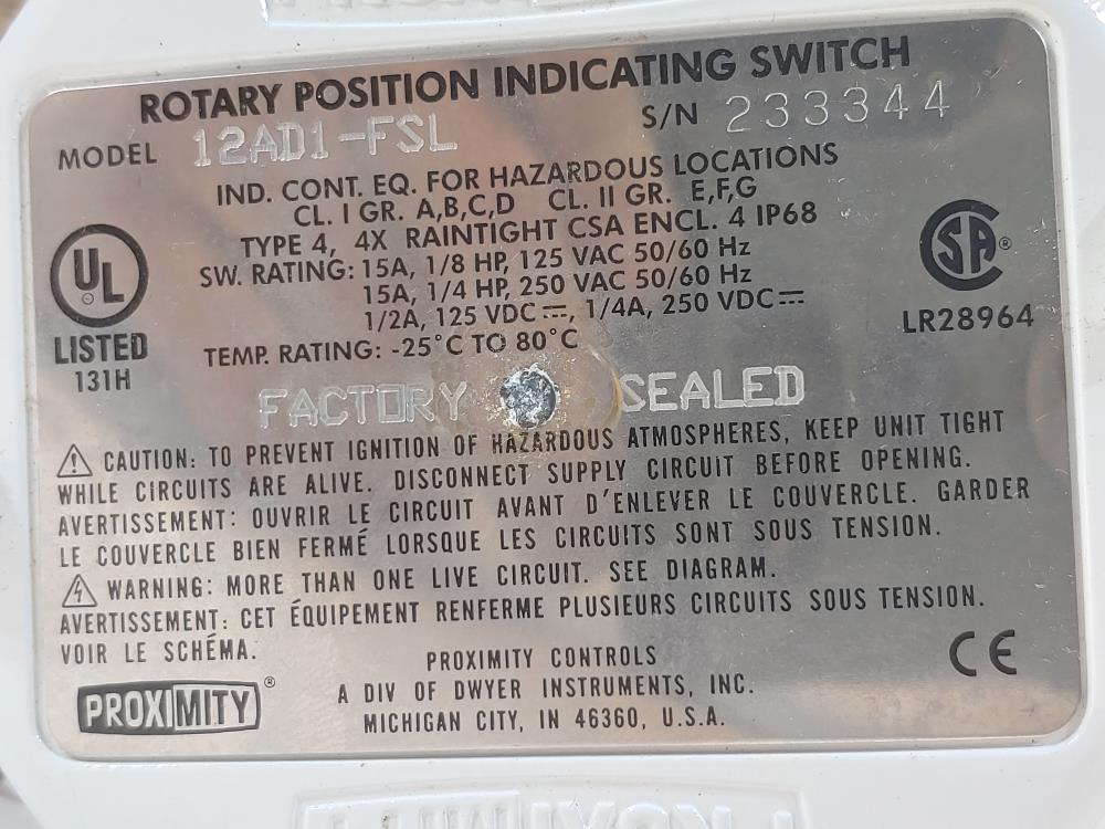 Proximity Controls Rotary Position Indicating Switch 12AD1-FSL