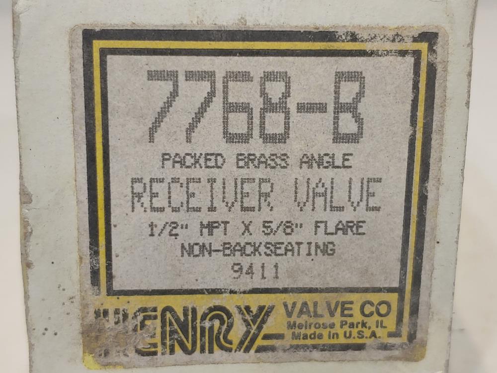 Henry Packed Brass Angle Receiver Valves, 1/2" MPT x 5/8" Flare, Cat ...