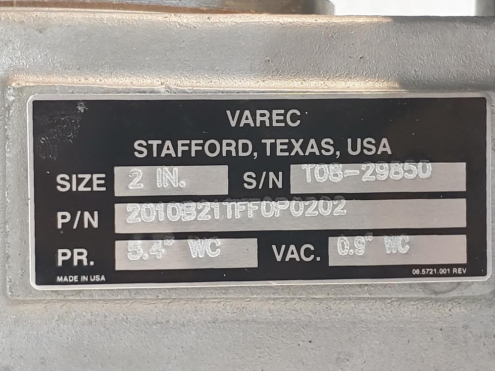 Varec 2" Vacuum & Pressure Relief Valve, Aluminum, 2010B