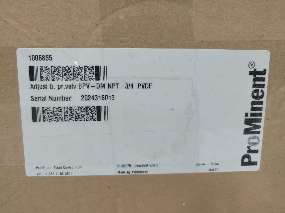 Prominent BPV - DM 1006855 Back Pressure Valve 3/4" NPT PVDF 145 PSI