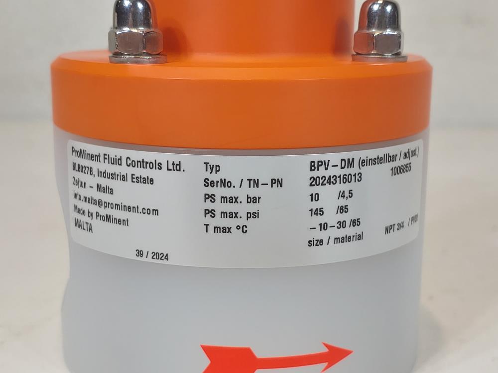 Prominent BPV - DM 1006855 Back Pressure Valve 3/4" NPT PVDF 145 PSI