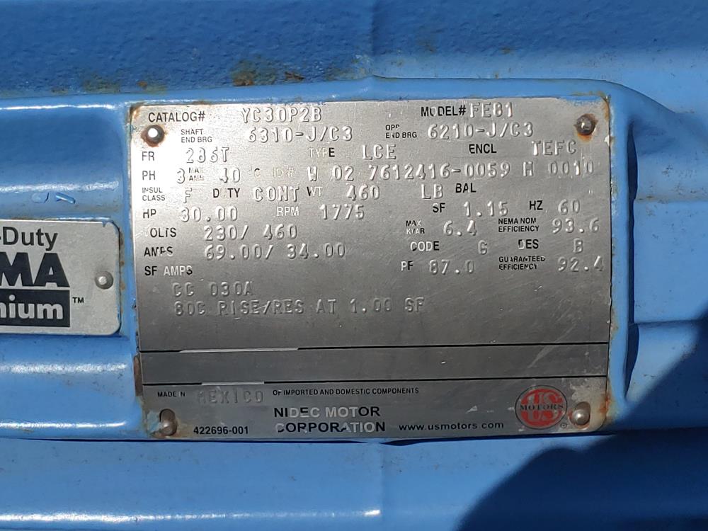 Jensen 3-Blade Mixer Model 650-30 w/ US Motors (Nidec) 30HP, RPM: 1775