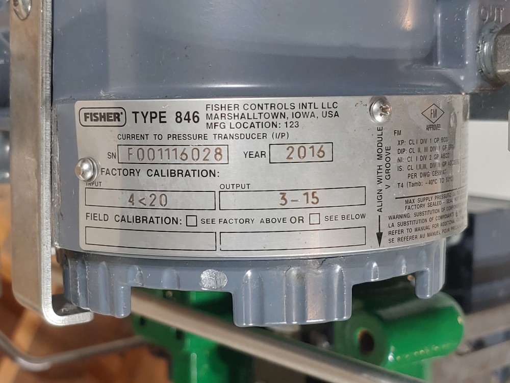 Fisher EZ 1" 300# Actuated Control Valve Type 667 w/846 Fisher Press ...