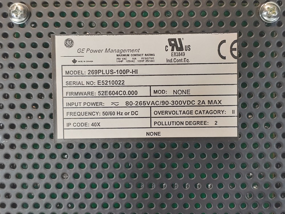 GE Multilin 269 Plus Motor Management Relay 269PLUS-100P-HI
