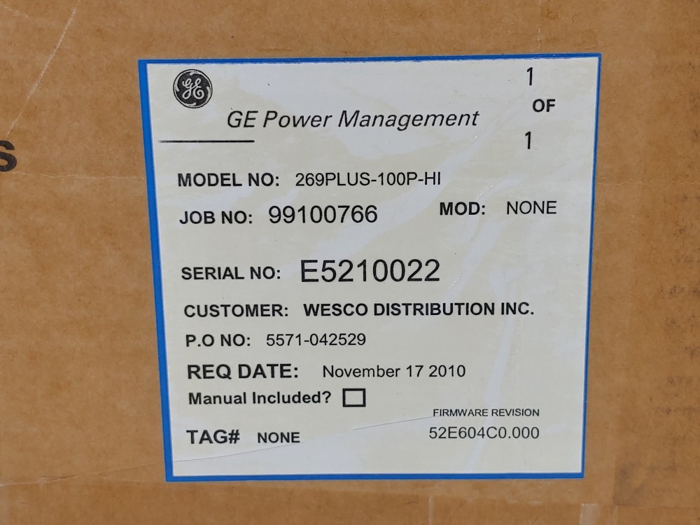 GE Multilin 269 Plus Motor Management Relay 269PLUS-100P-HI