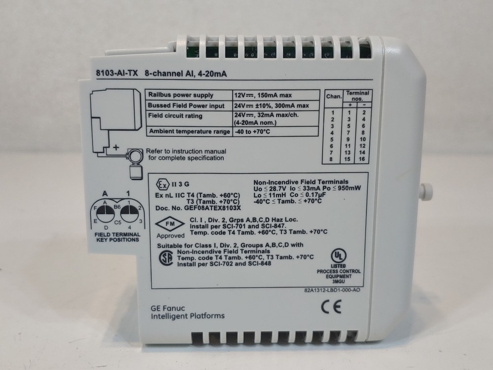 GE Multilin 8103-AI-TX, 8-Channel AI, 4-20mA 800 I/O Module