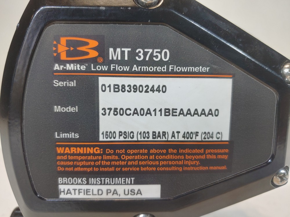 Brooks MT3750 Variable Area Flowmeter 1/4 NPT 3750CA0A11BEAAAAAO