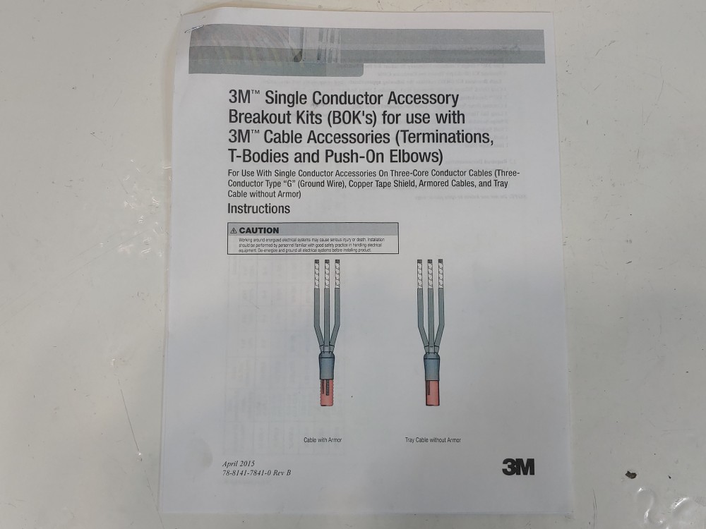 3M 3C BOK Cold Shrink 3 Conductor Breakout Kit 7010351737
