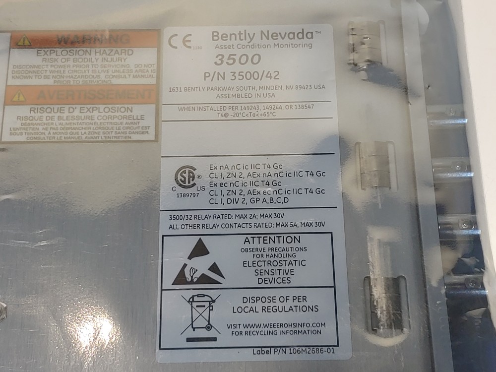 Bently Nevada 3500/42 - Proximitor Seismic Monitor Module