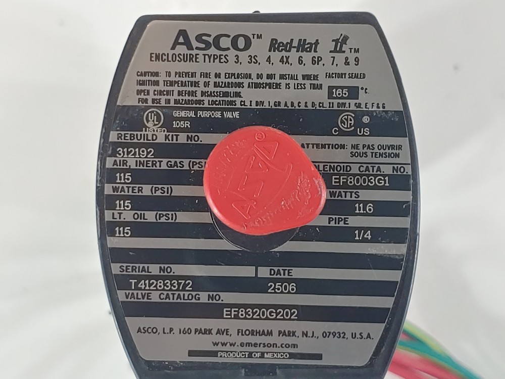 Asco 1/4" 3-Way Solenoid Valve EH8320G202 / EF8003G1