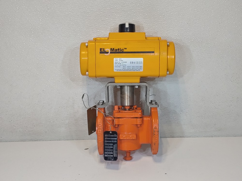 XOMOX Tufline 1-1/2" 150# PFA Lined Plug Valve w/Elomatic Pneumatic ...