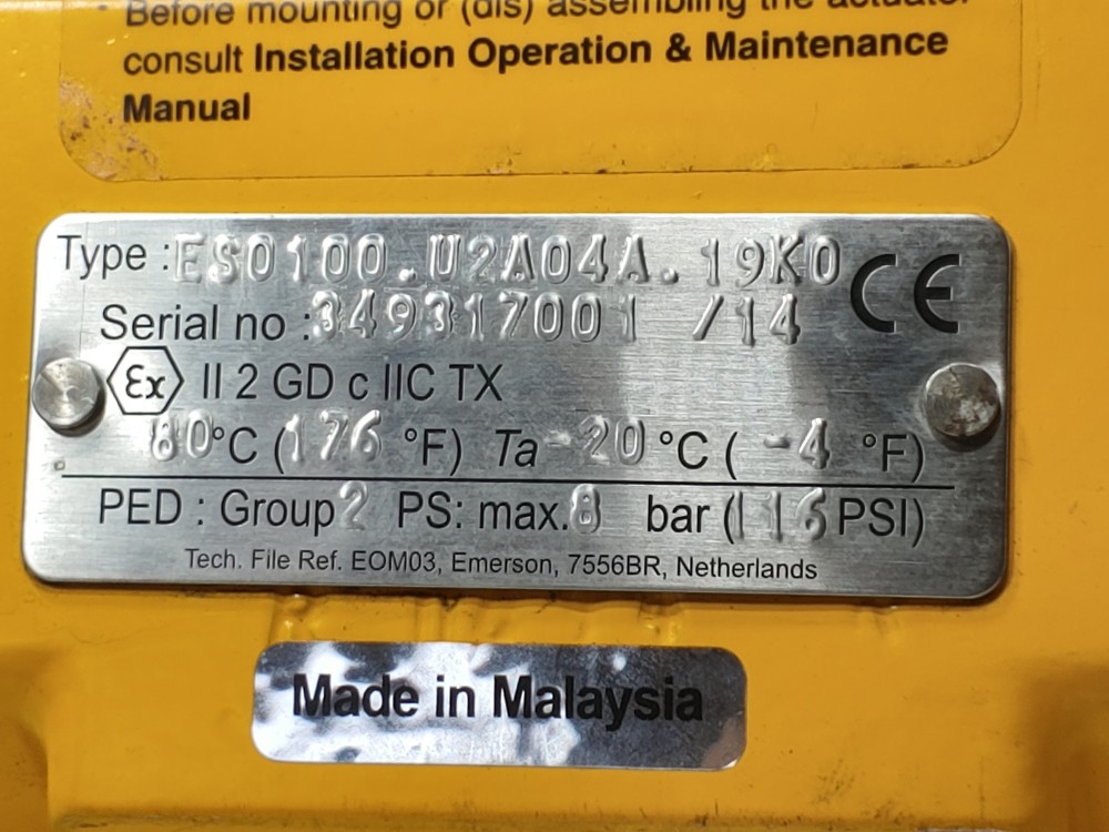 EL-O-MATIC Pneumatic Actuator ES0100.U2A04A.19K0