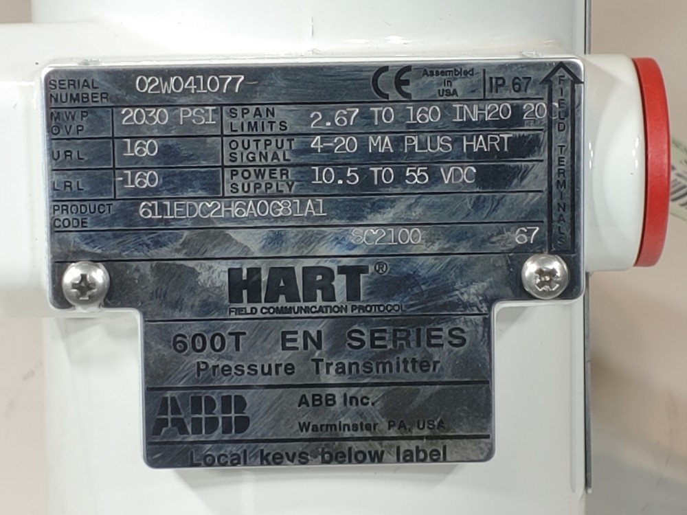 ABB 600T EN Series Pressure HART Transmitter 611EDC2H6AG81A1