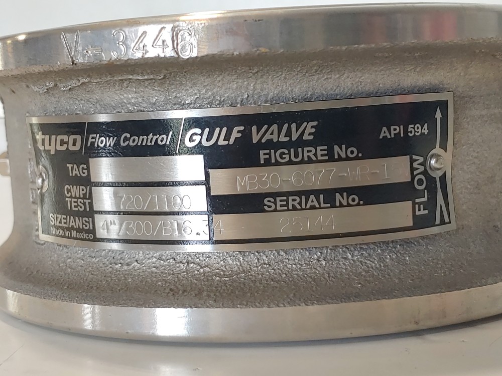 Tyco Flow Control Gulf 4" Wafer Check Valve MB30-6077-WR-15B