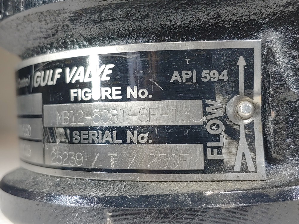 Tyco Flow Control Gulf 3" Wafer Check Valve MB12-5081-SF-13J