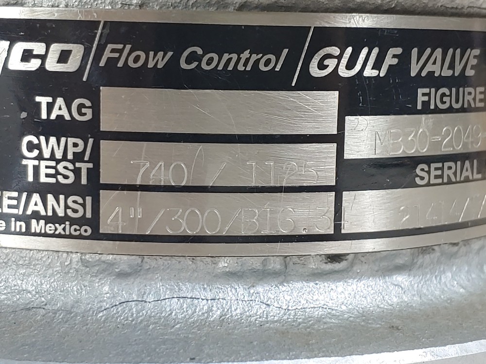 Tyco Flow Control Gulf 4" 300# Wafer Check Valve MB30-2049-SR-130