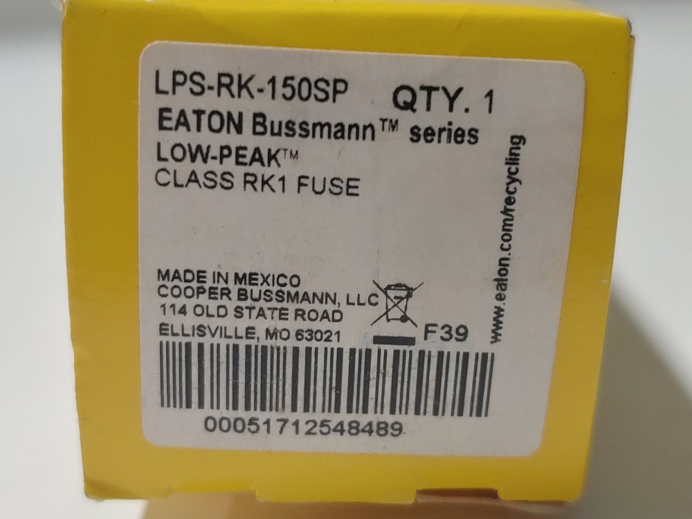 Eaton Bussmann LPS-RK-150SP Series Low-Peak Class RK1 Fuse