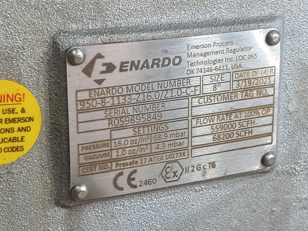 Enardo 8" 150# Aluminum Pressure Vacuum Relief Vent Valve 950-8-1133-Z16.0