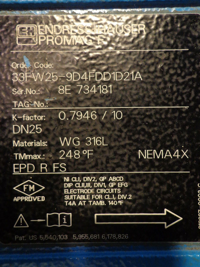 ENDRESS & HAUSER PROMAG F 33FW25-9D4FDD1D21A