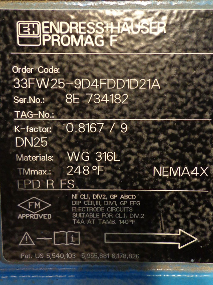 ENDRESS & HAUSER PROMAG F 33FW25-9D4FDD1D21A