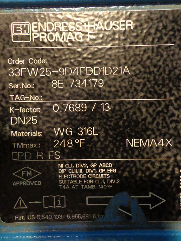 ENDRESS & HAUSER PROMAG F 33FW25-9D4FDD1D21A