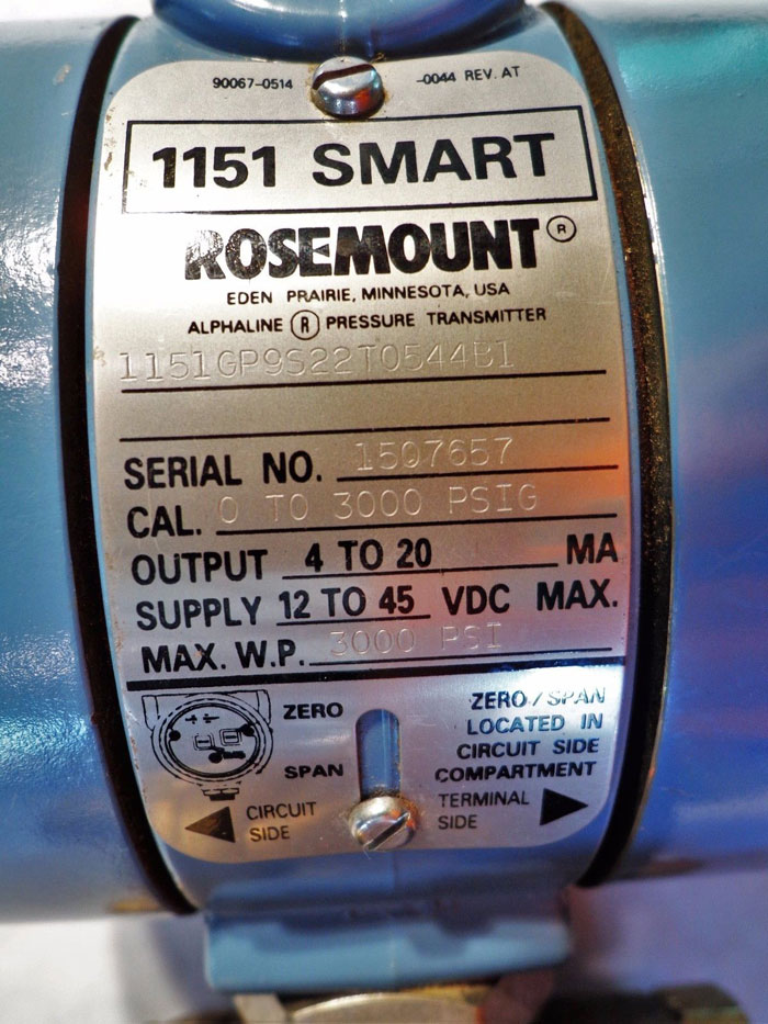 ROSEMOUNT 1151 SMART PRESSURE TRANSMITTER 1151GP9S22T0544B1 w/ DIAPHRAGM