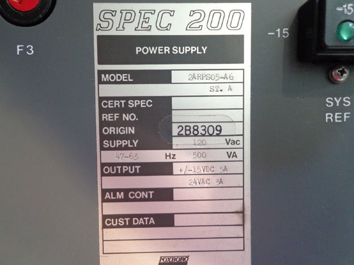 FOXBORO SPEC 200 POWER SUPPLY