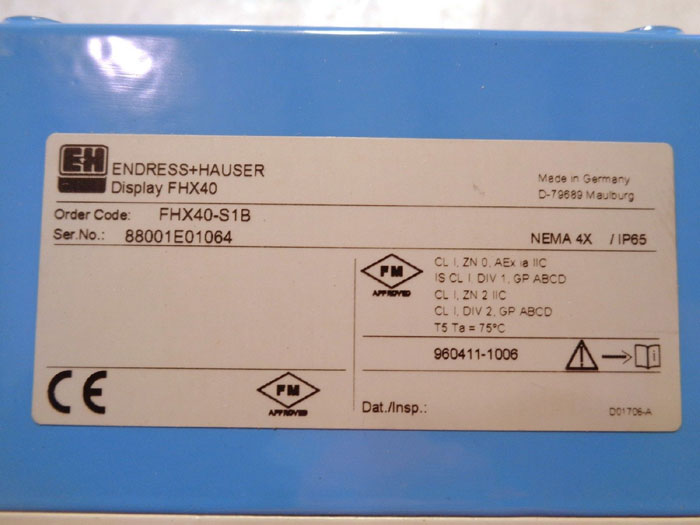 ENDRESS & HAUSER OPERATOR DISPLAY FHX40-S1B