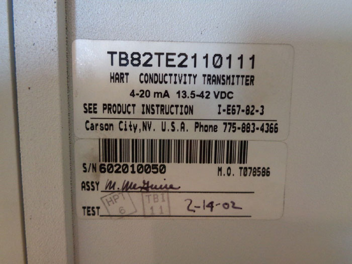 ABB TB82 TWO-ELECTRODE CONDUCTIVITY TRANSMITTER TB82TE2110111